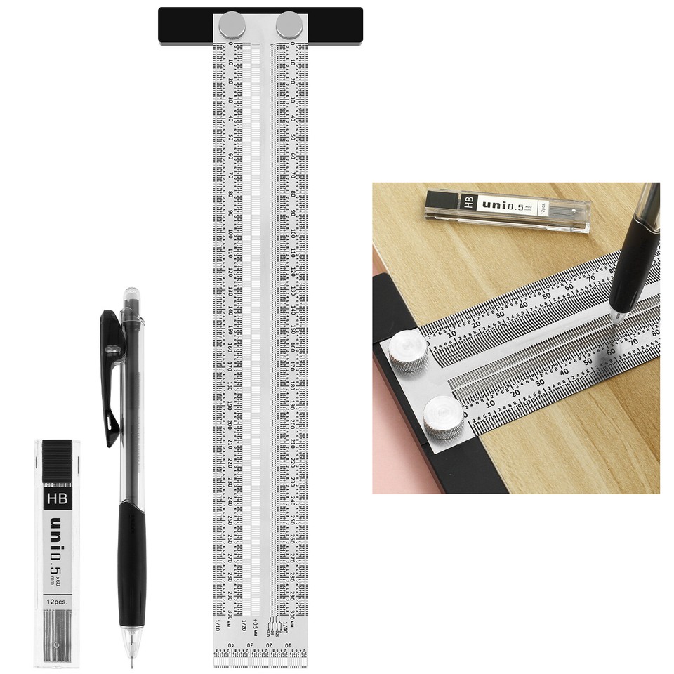 T‑Type Ruler 300mm Stainless Steel Scribing Rulers High Precision ...