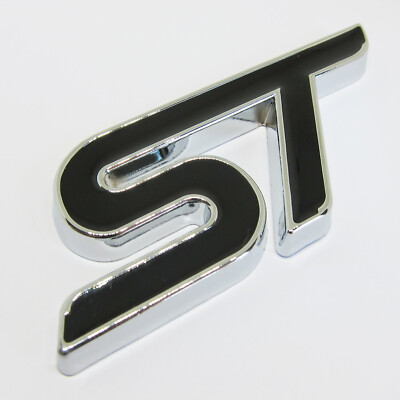 ST Badge Black over Chrome Performance Car Emblem | eBay UK
