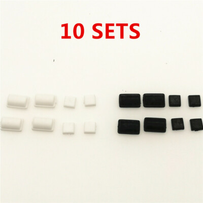 10SETS Black White 8 In1 Set For WII Console Screw Rubber Feet Cover ...