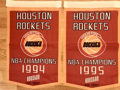 Complete Set Houston Rockets NBA Champions 2 Banners/Flags 18.5" x 11.5 ...