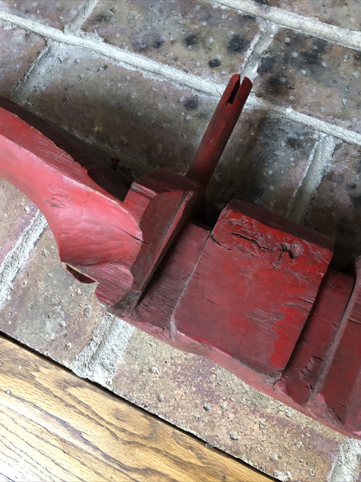 Antique Primitive Handmade Red Painted Wooden Double Ox Oxen Yoke | eBay