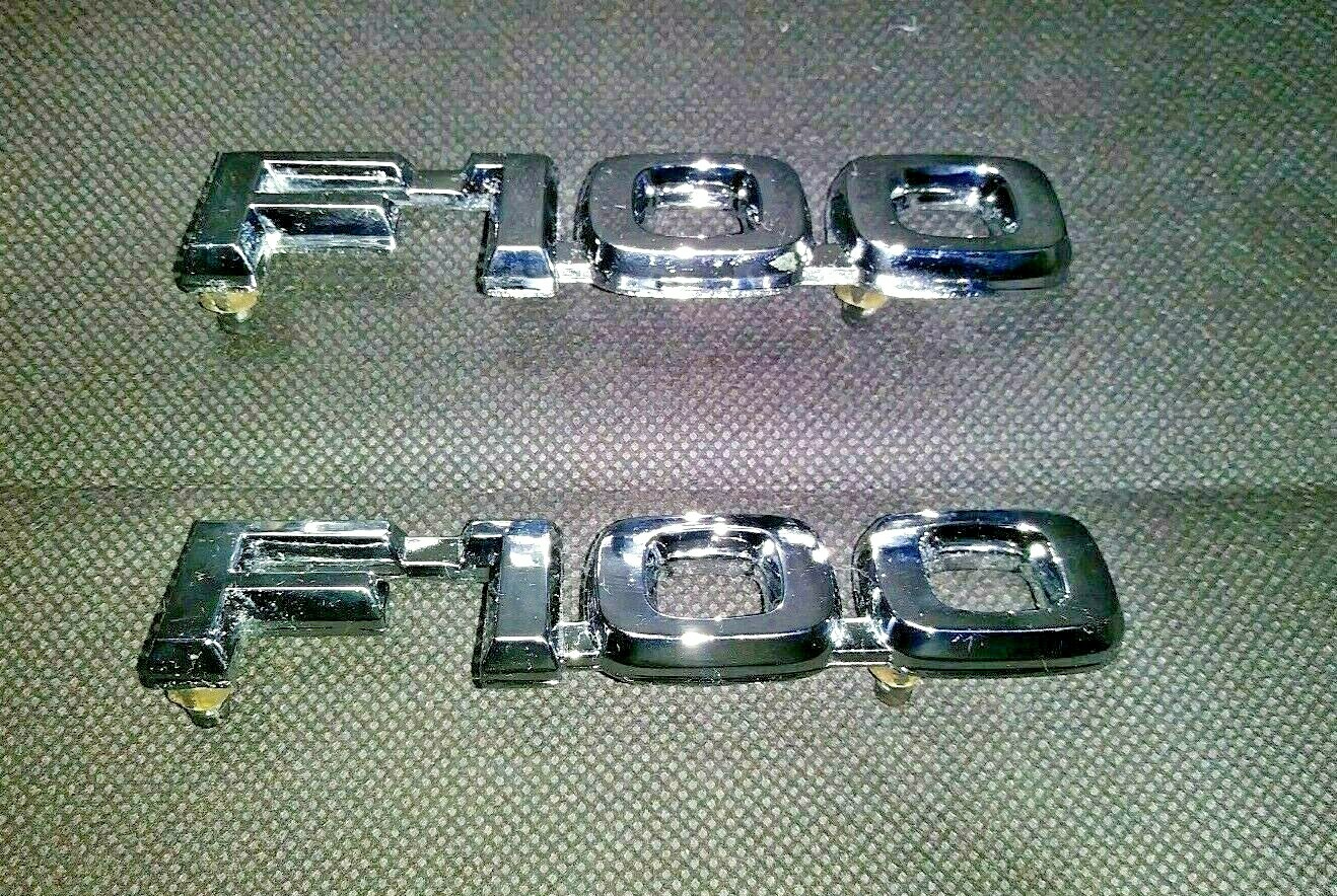 Ford Truck F100 Emblem Chrome OEM Metal E0TB16B114E1 F-100 Fender Badge ...