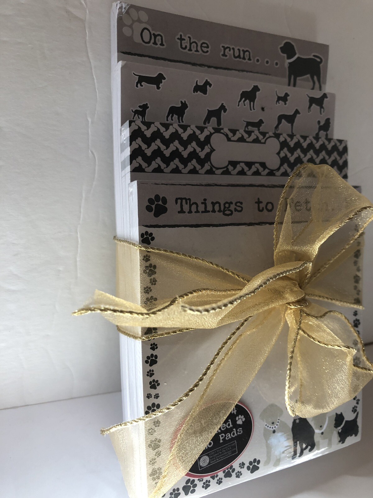 Set of 4 Stacked Things to Fetch, Paws, Bones, Dogs, Memo Pads, Things ...