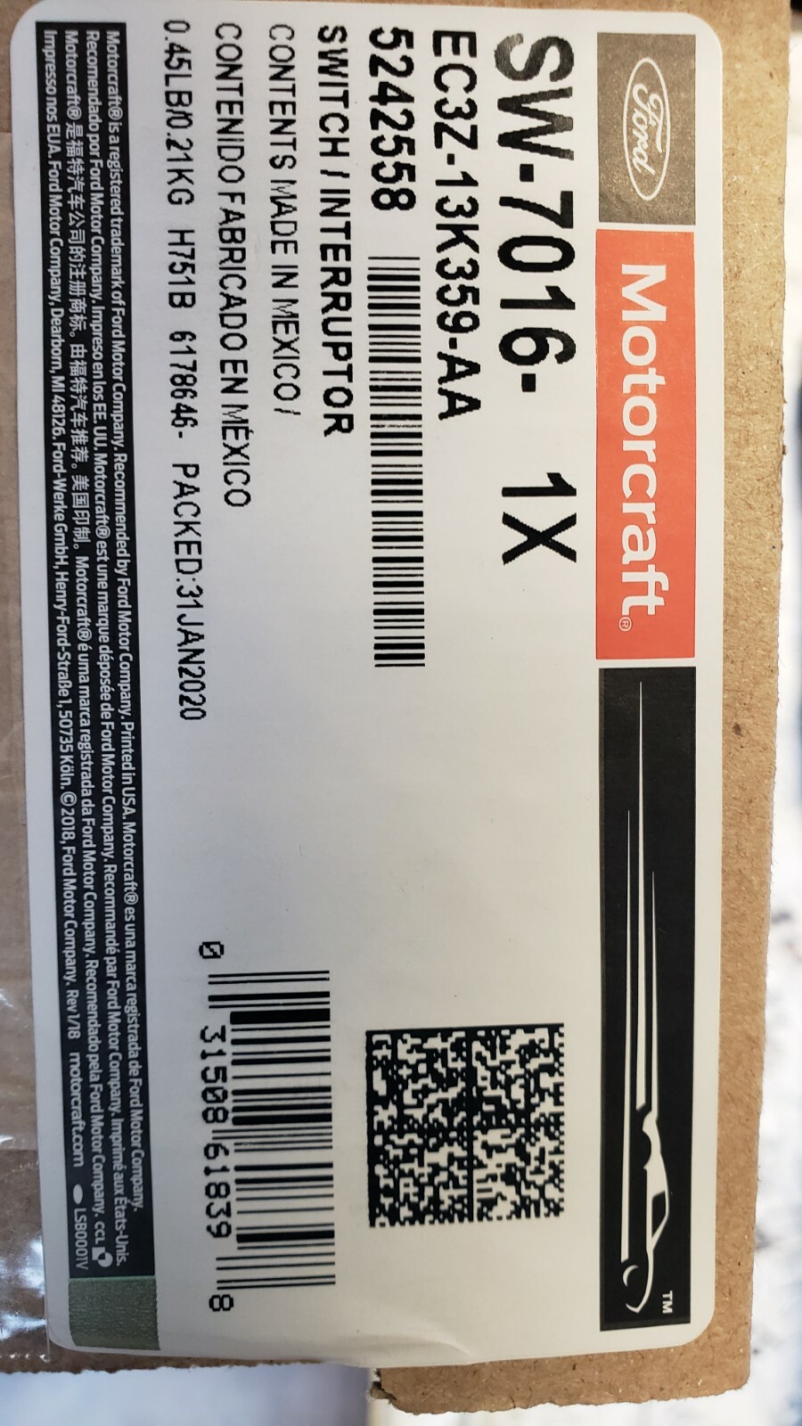 Turn Signal Switch-Warning/Wiper Combo Switch Front Motorcraft SW-7016 ...