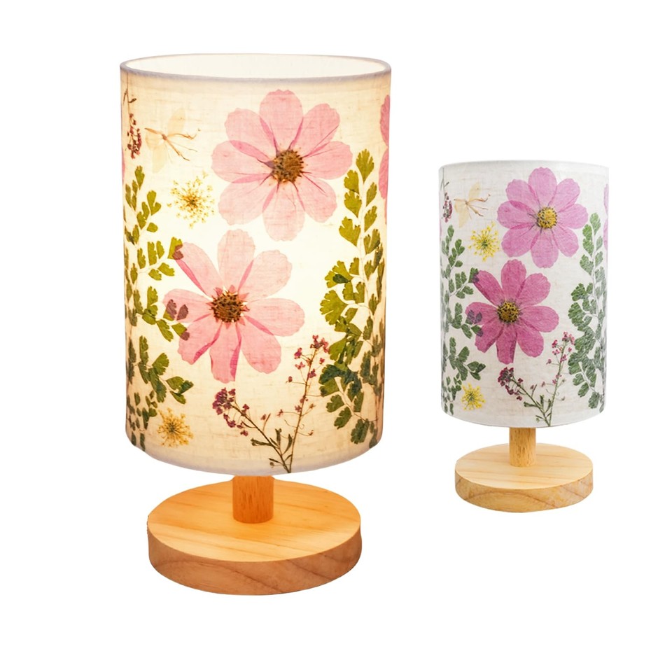 Dried Flowers Table Lamp 5W LED 3-Color Pressed Flower Bedside Lamp ...