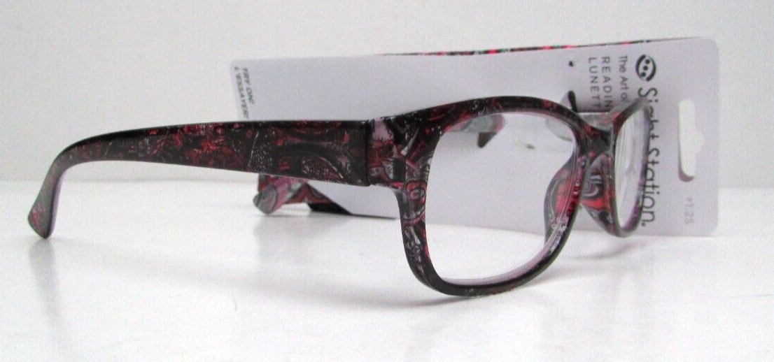Sight Station Reading Glasses with Case ALLEGRA RED PAISLEY +1.25 | eBay