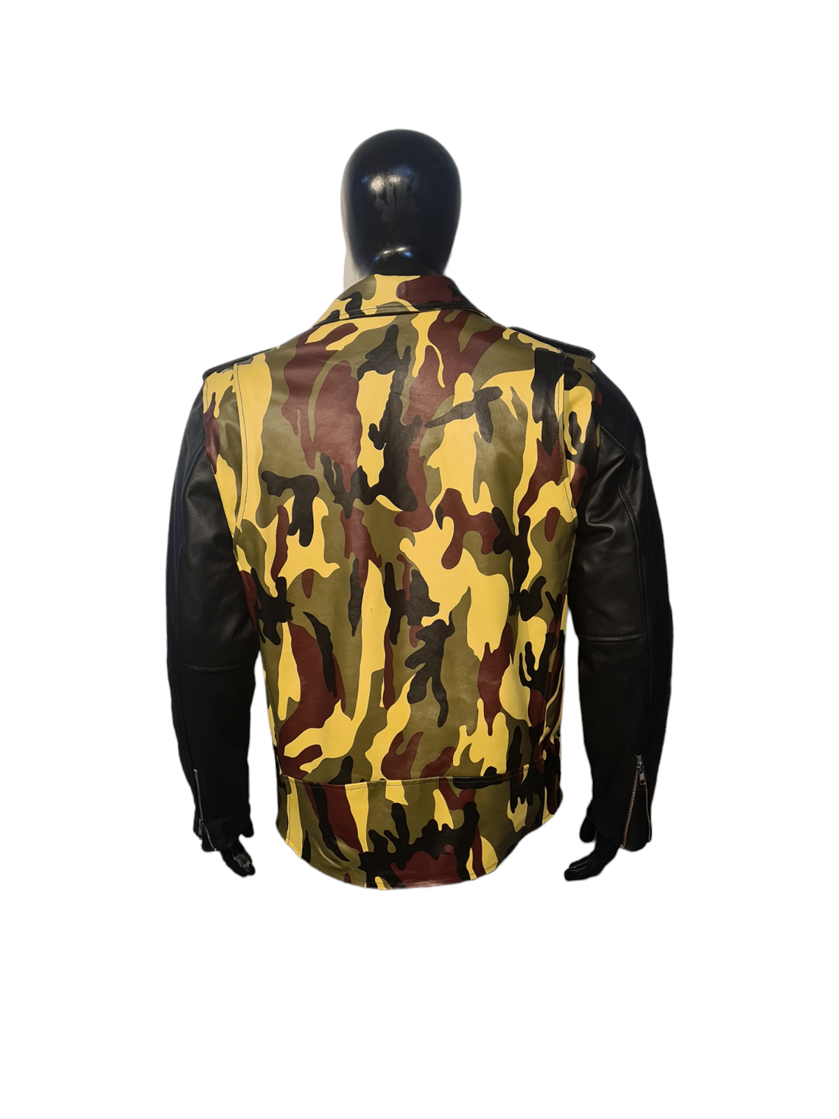Men Leather Biker Jacket Mens Camouflage Real Classic Camo Motorcycle ...