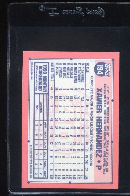 1991 TOPPS TIFFANY #194 XAVIER HERNANDEZ ROOKIE RC HOUSTON ASTROS | eBay
