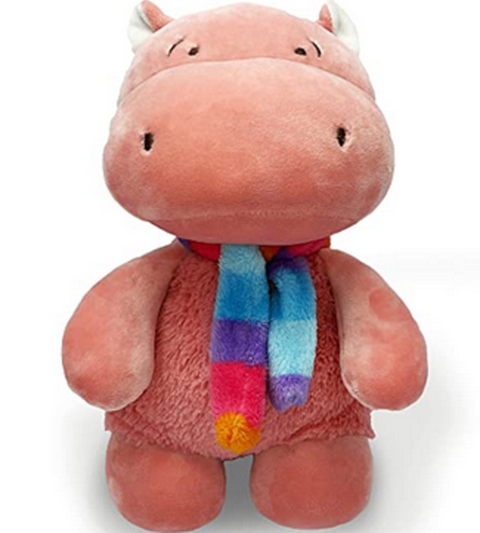 Stuffed Cute Squishy Scarf Hippo Soft Toy Coral Color 25 Cm | eBay