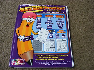 Teacher's Friend Word Wall Practice Workbook Word Families Level 1 K 1 ...
