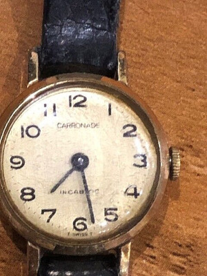 Vintage Swiss Made Carronade Mechanical Ladies Leather Watch - 19mm ...