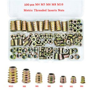 100Pcs M4-M10 Threaded Hex Drive Insert Wood Screw Fixing Wood Inserts ...