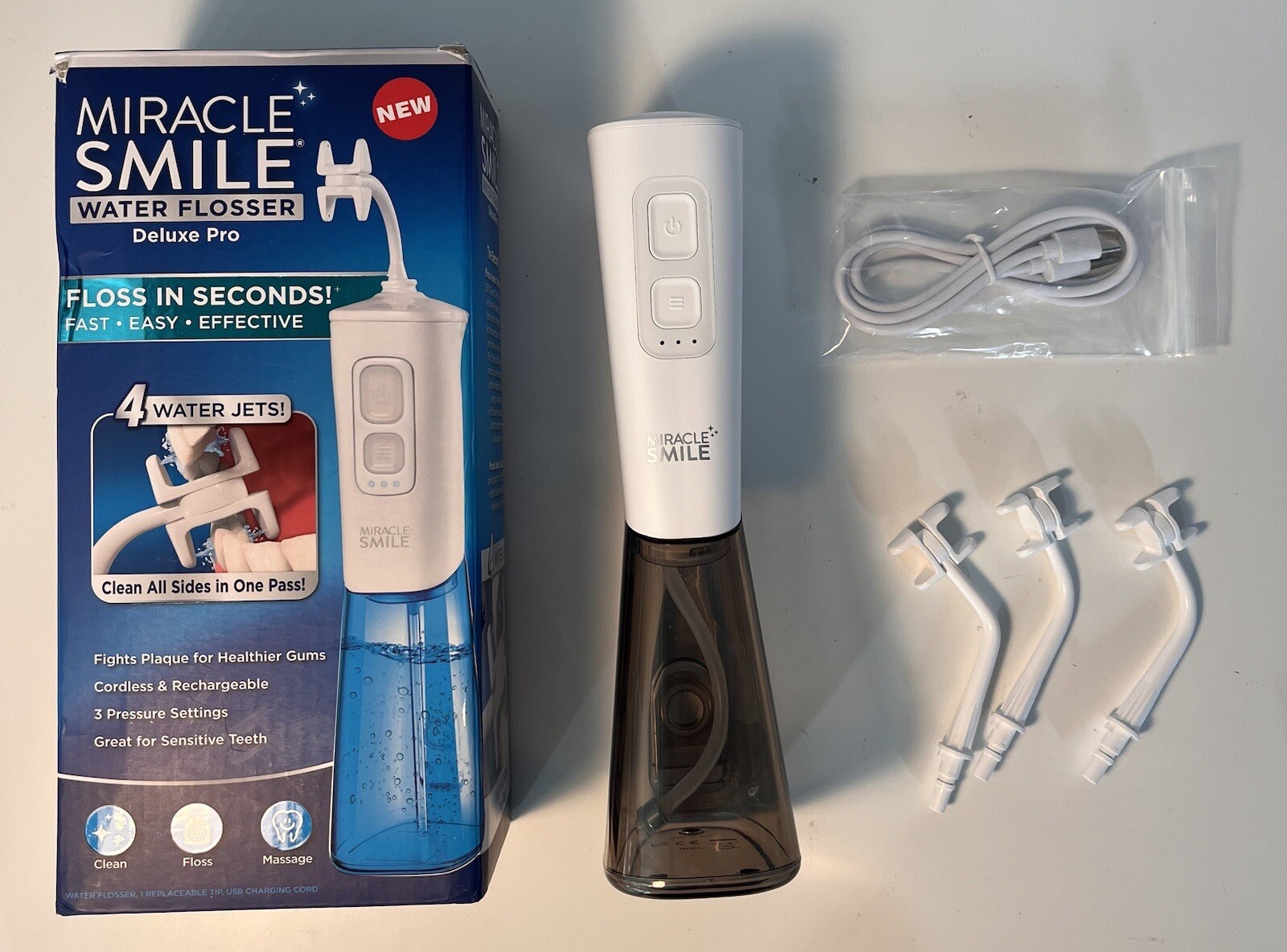 Miracle Smile Water Flosser Deluxe Pro Teeth & Gum Health 360 Degree ...
