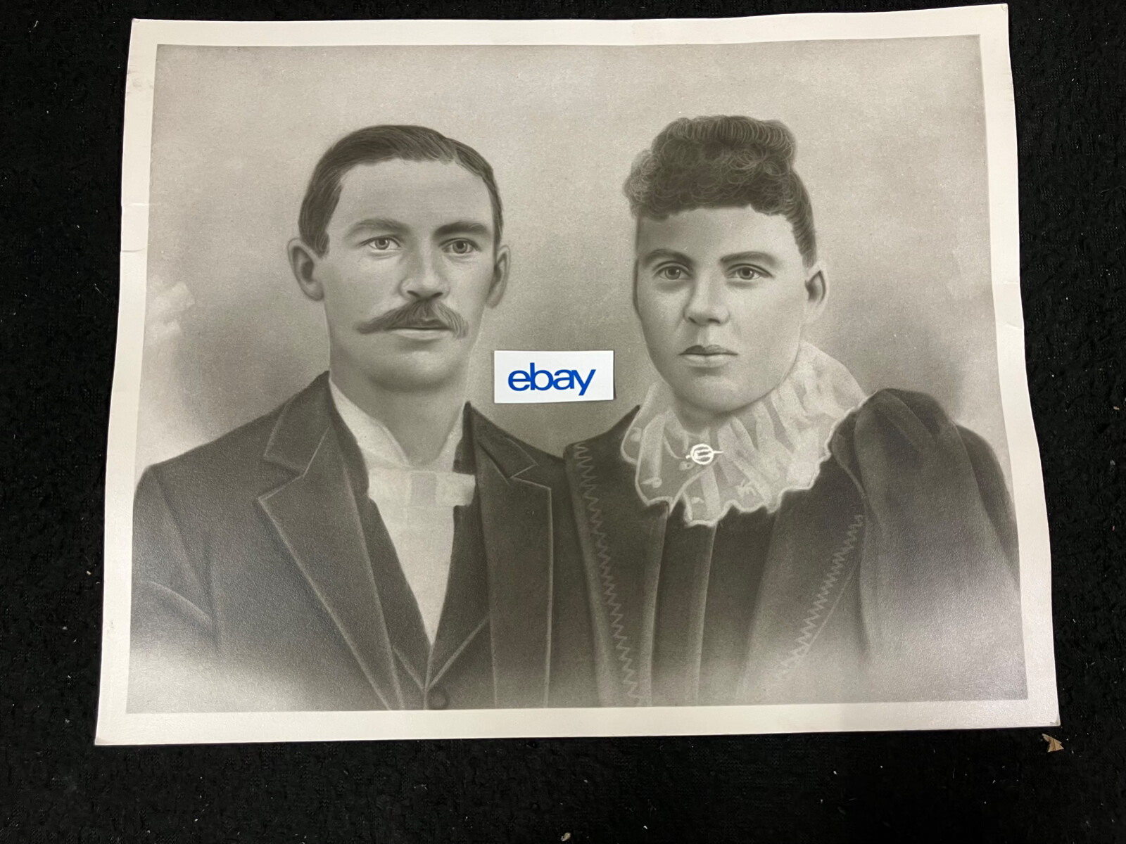EARLY 1900 YOUNG COUPLE 8X10 B&W PORTRAIT PHOTO, CHARLES & EVA ...