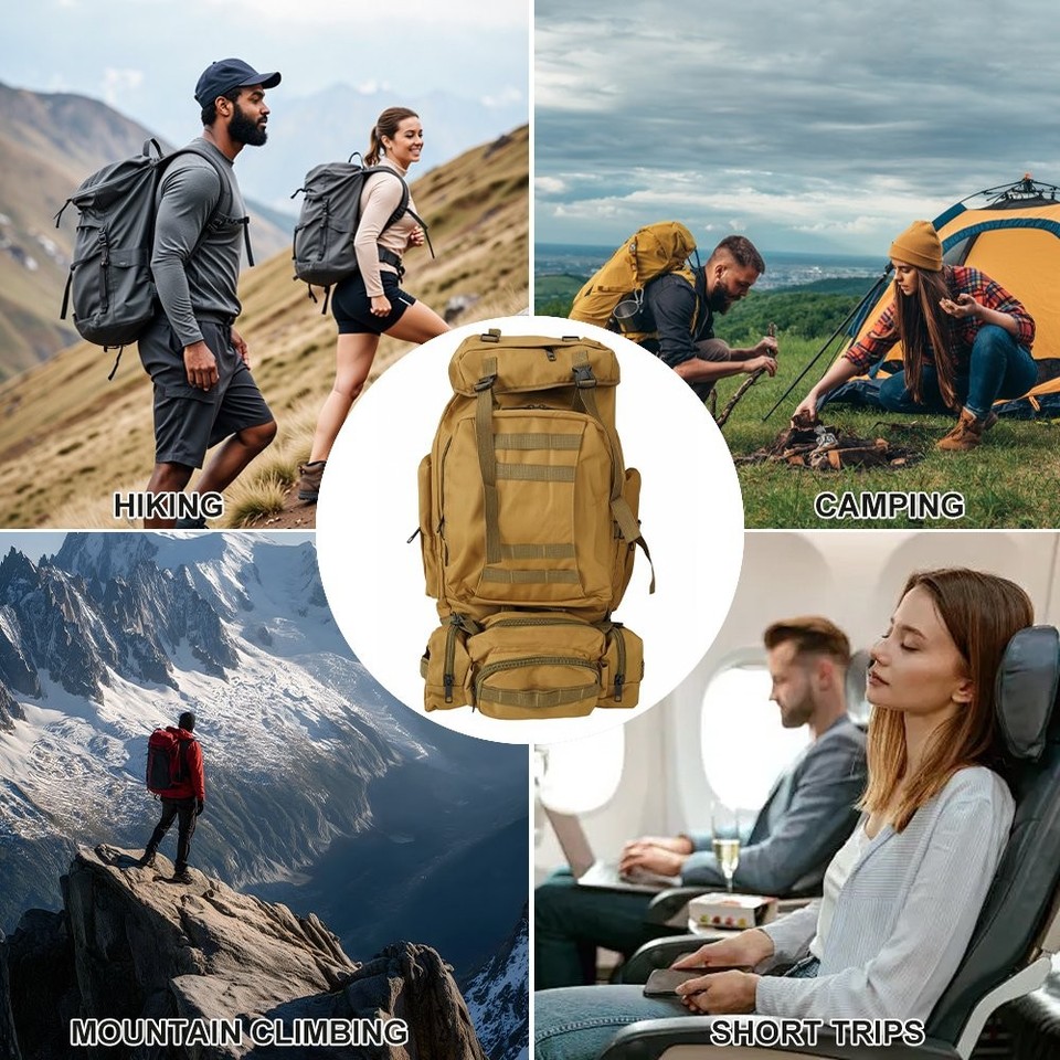 100L Backpack Heavy Duty Hiking Camping Rucksack Large Outdoor ...