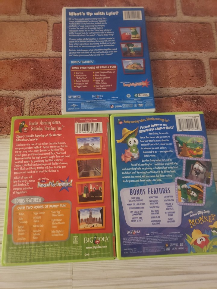 VEGGIE TALES - LOT OF 3 DVDs - WONDERFUL WORLD OF HA'S, LYLE, RACK ...