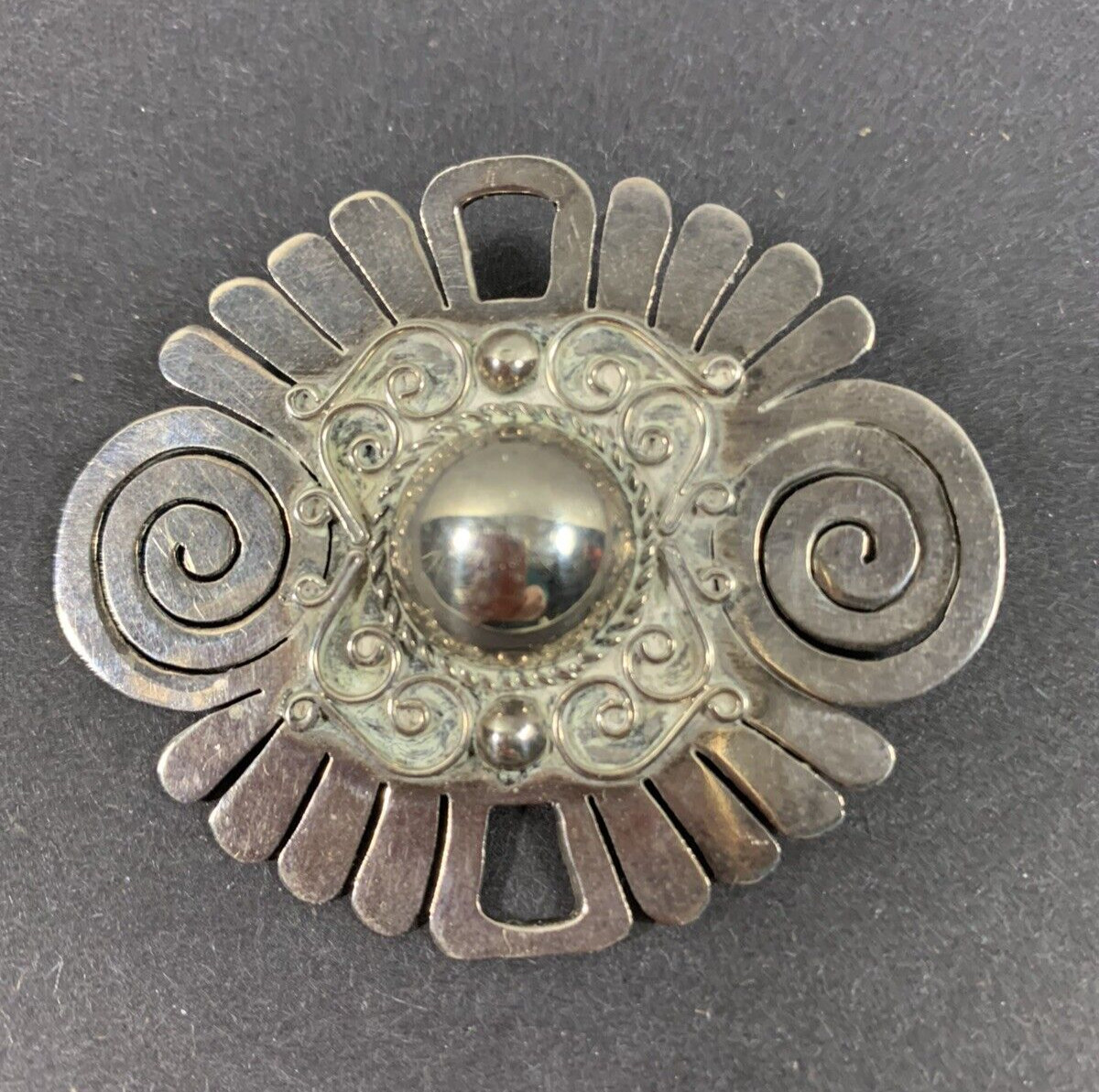 Vintage Mexican Sterling 925 Brooch Pin 2.25" - Gem