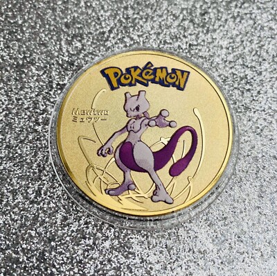 Pokemon Mewtwo Gold Collectible Coin Card Gift Souvenir Rare Pokemon ...