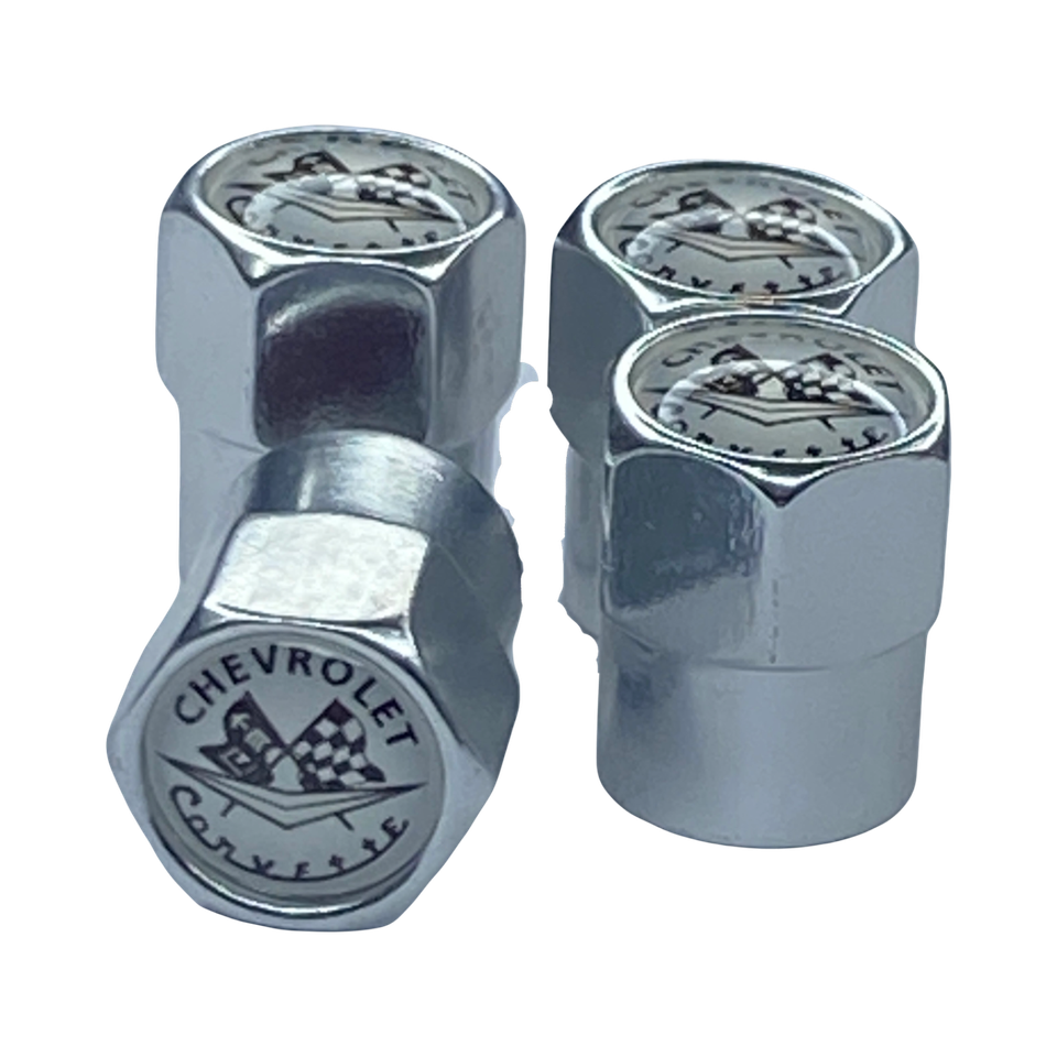 Corvette Valve Stem caps C1 C2 C3 C4 C5 C6 C7 C8 SKULL chrome sleeves ...