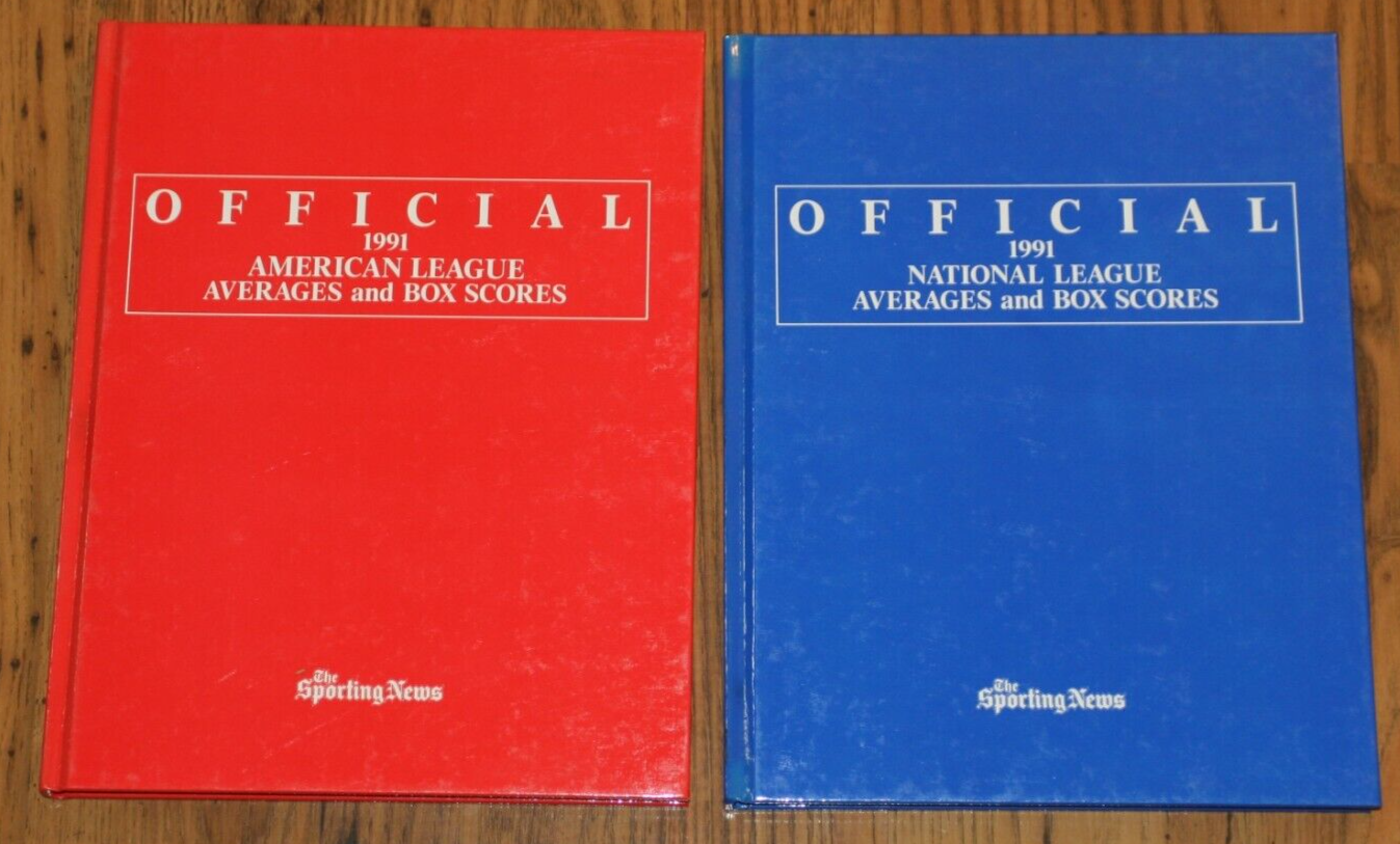 Set of 2 Official 1991 National & American League Averages & Box Scores ...