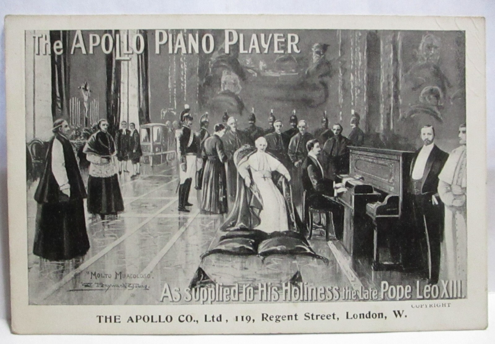 1915 POSTCARD APOLLO PIANO PLAYER AS SUPPLIED TO HIS HOLINESS LATE POPE ...