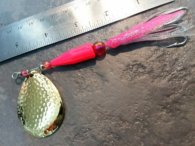 Salmon Spinners Gold Plated Blade Salmon Slayer 3/4 oz Lure Nautical ...