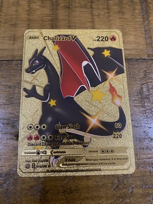 CHARIZARD V GOLD FOIL FAN ART / DISPLAY POKEMON CARD 079/073 NM 220HP ...