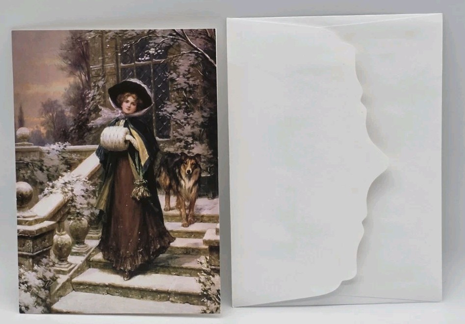 Victorian Trading Co The Winter Rose Beautiful Woman & Dog Christmas ...