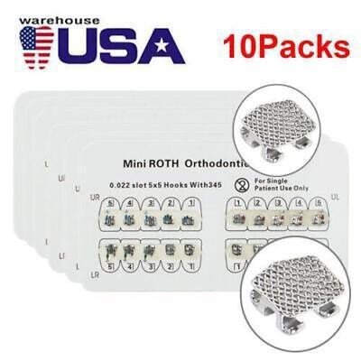 10Packs Dental Orthodontic Metal Brackets Braces Mini Roth 345-Hook ...