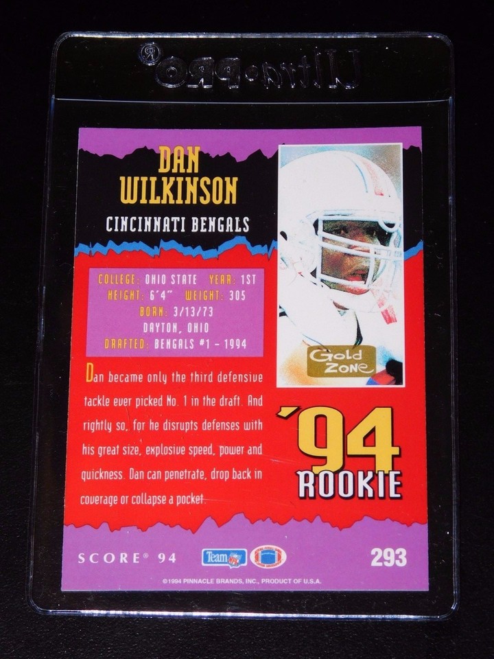 1994 SCORE GOLD ZONE DAN WILKINSON ROOKIE CARD #293 (Mint) | eBay