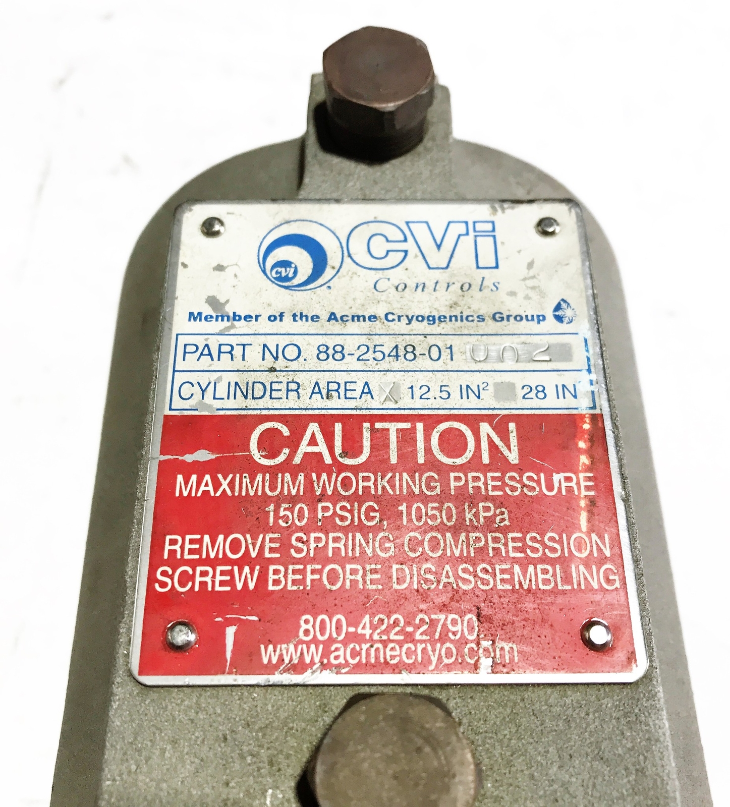 CVI Controls Cryogenic Pneumatic Position Actuator Valve 88-2548-01-002 ...