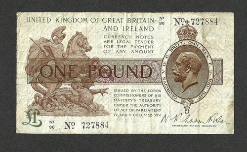 UNITED KINGDOM, GREAT BRITAIN TREASURY NOTE 1 POUND 1922-1923 P-359 ...