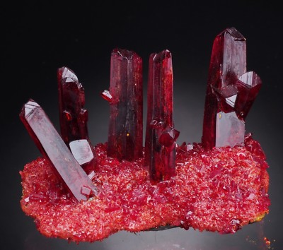 Pruskite ruby red crystals on matrix from Poland specimen shiny ...