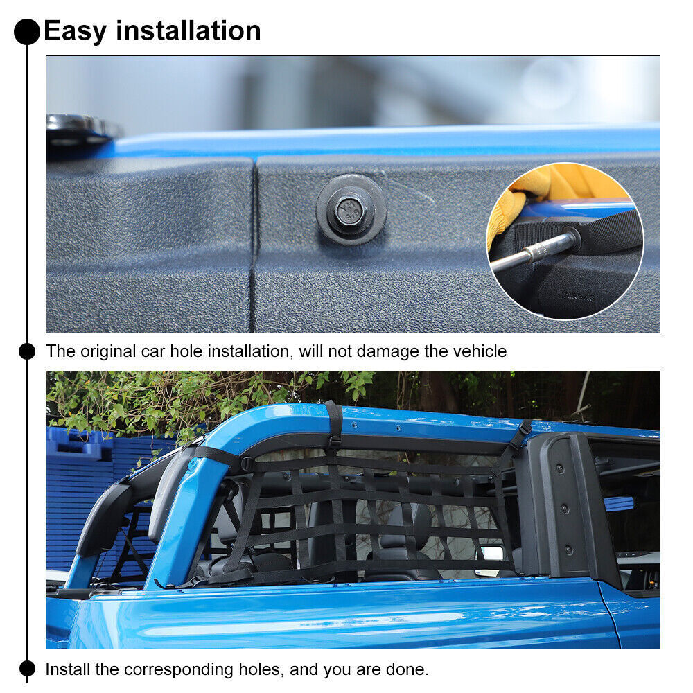 Rear Side Trunk Cargo Net Restraint Mesh Protection For Ford Bronco ...