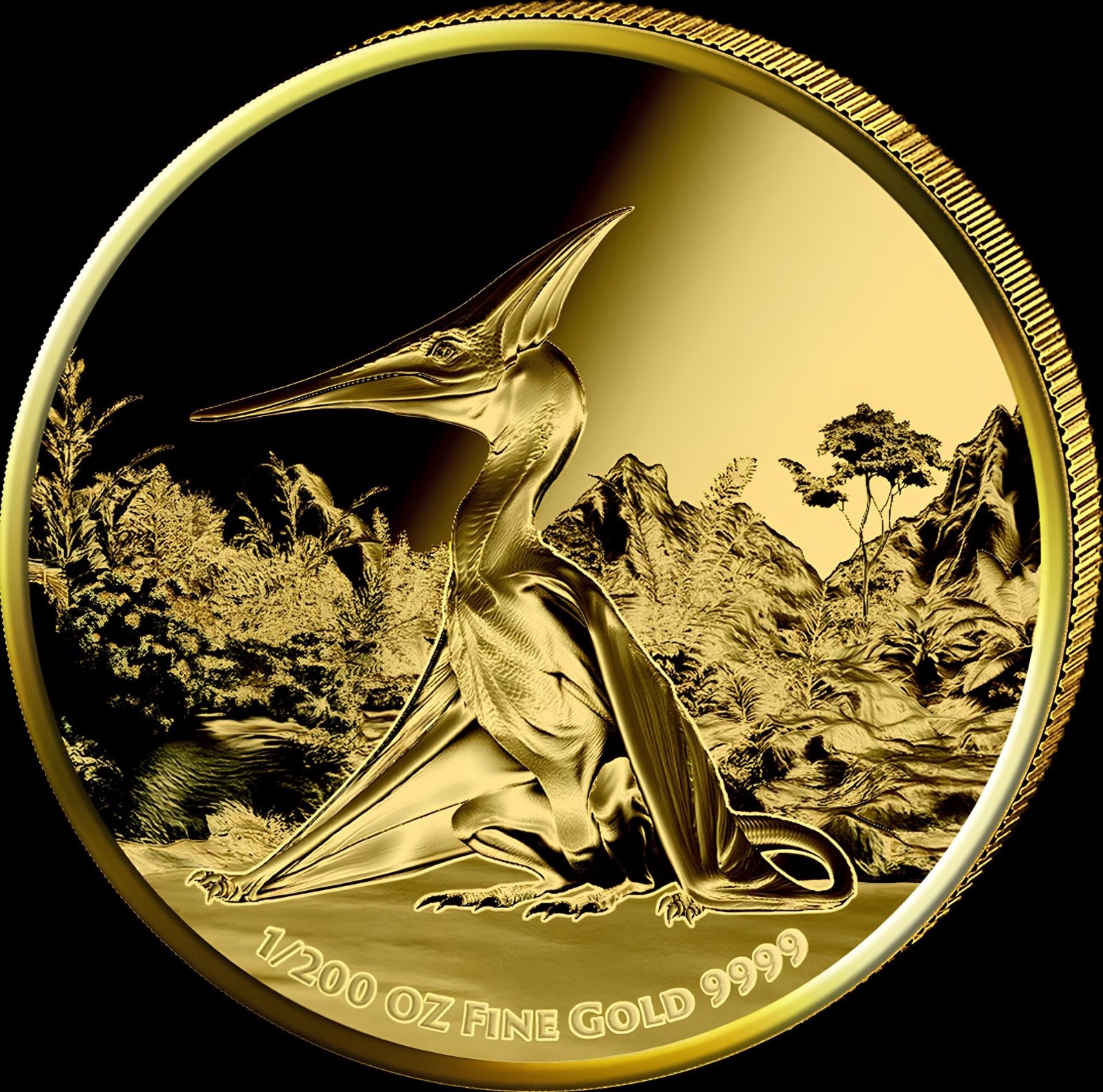 2025 Liberia Pteranodon 9999 24K Gold Coin Proof Dinosaur Prehistoric ...