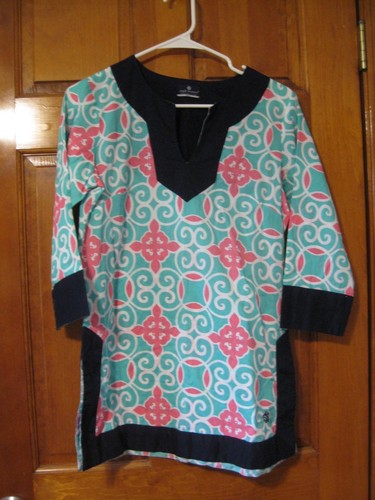 Simply Southern Tunic Top Beach Cover Up size S Small Teal Navy Pink ...