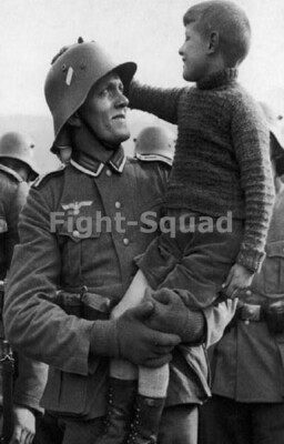 WW2 Picture Photo German Soldier with a Boy 1572 | eBay