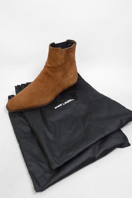 Saint Laurent YSL Men WYATT suede Chelsea Boot johnny Shoes brown ...