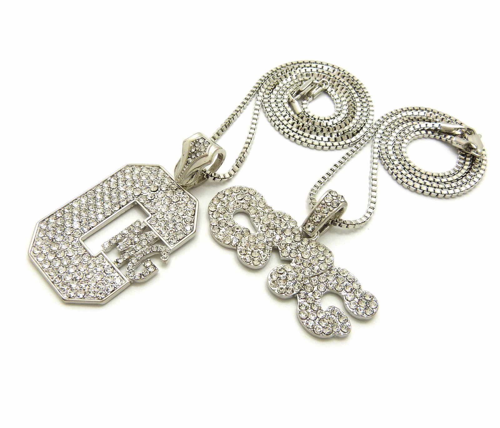 NEW CMG DOUBLE PENDANT & BOX CHAINS HIP HOP NECKLACE SET - RC2745 | eBay