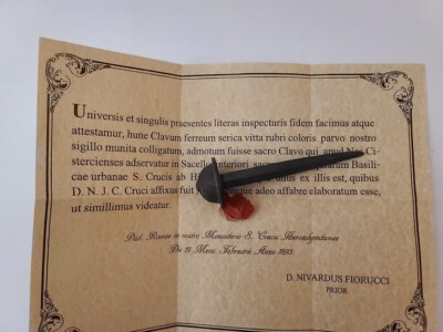 Reliquary Relic D.N.J.C. the Holy Nail with document. | eBay