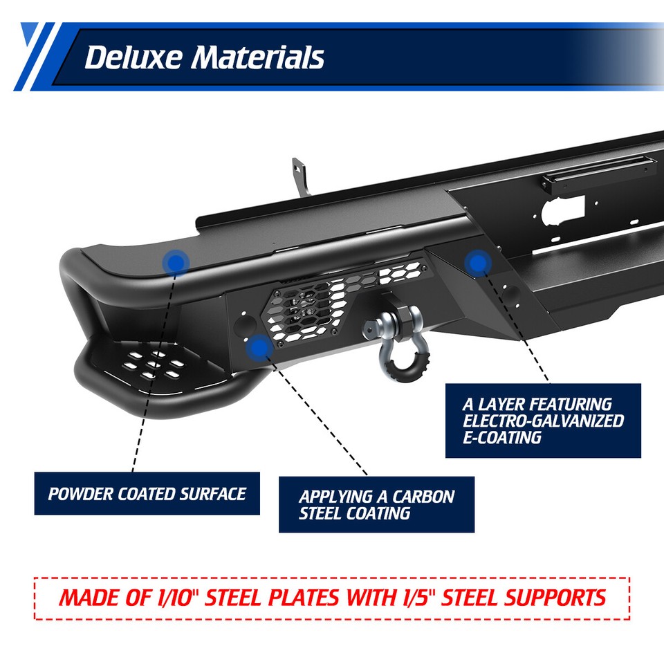 For 2014-2015 Chevy Silverado 1500 Heavy Duty Front/Rear Bumper w/Winch ...
