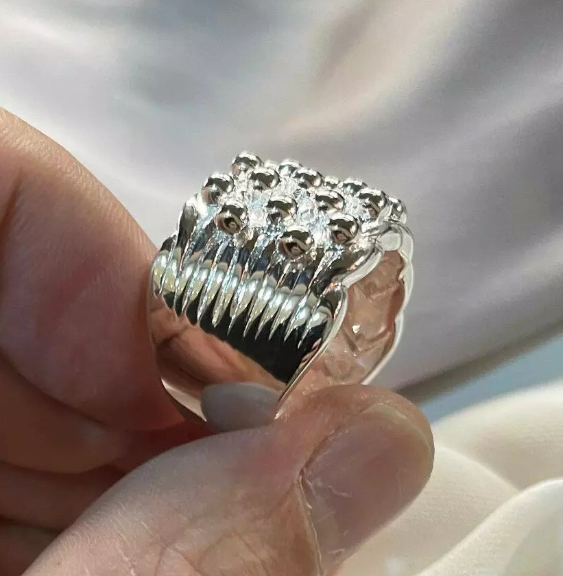 Silver Mens Five Row Keeper Ring S-Z3 Sizes Gift Boxed Ring 5 ROW ...
