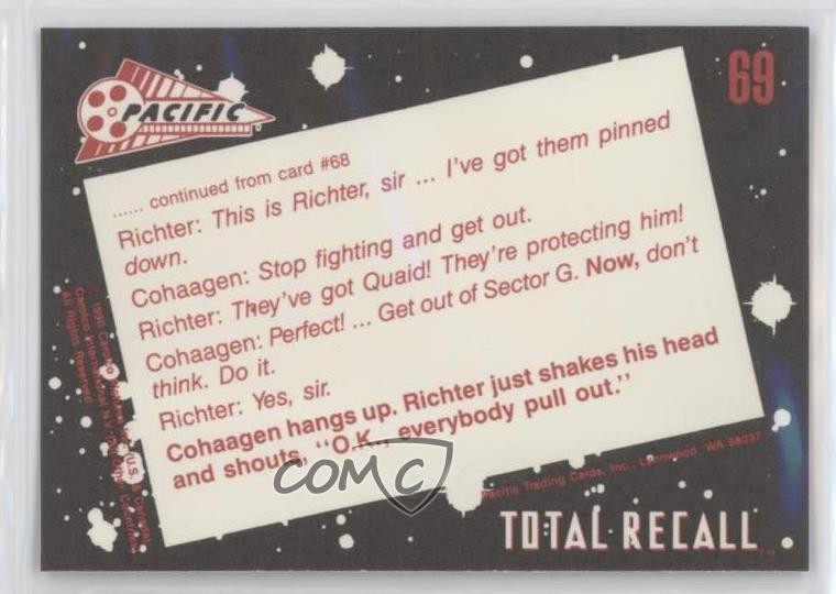 1990 Pacific Total Recall Michael Ironside The Call from Cohagen #69 ...