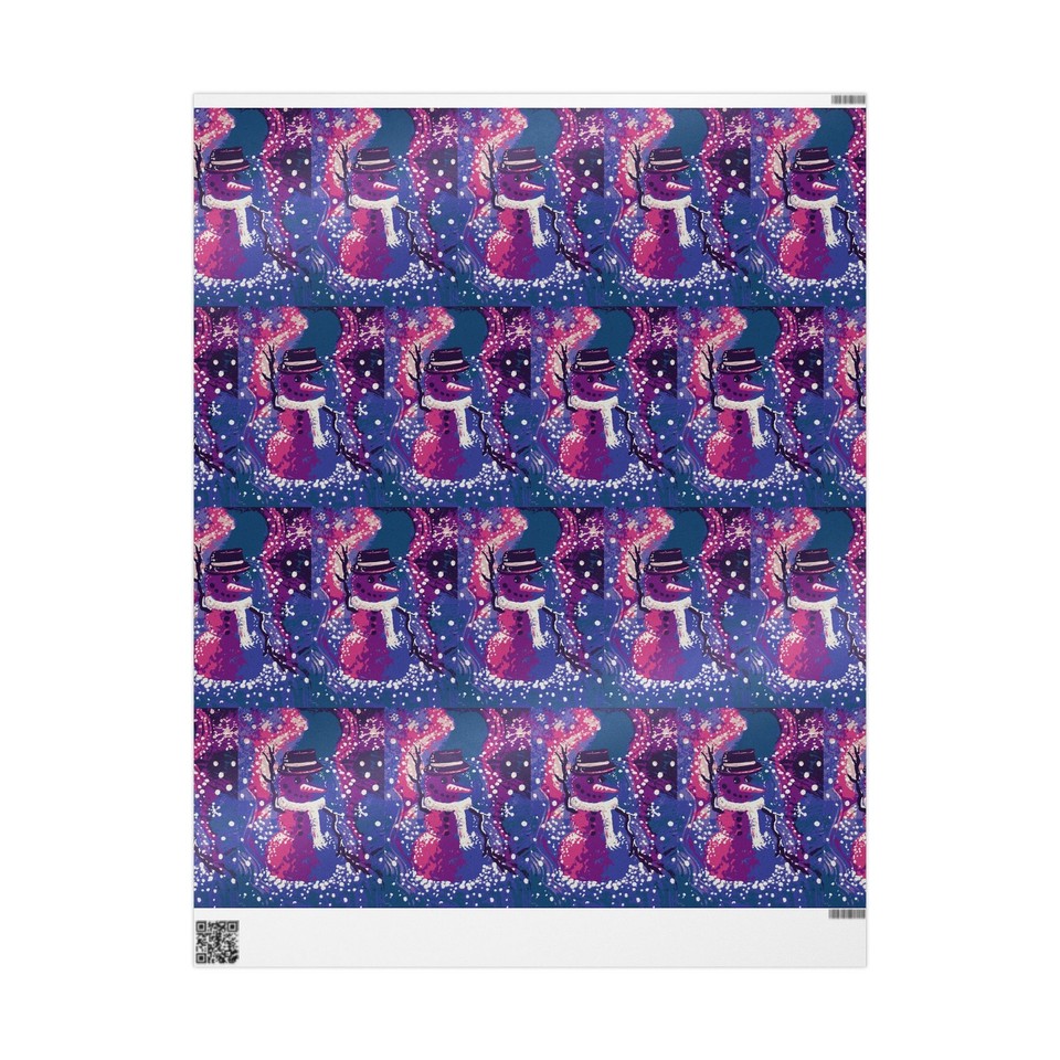 Purple Blue Snowman Wrapping Paper Holiday Gift Wrap Winter unique art ...