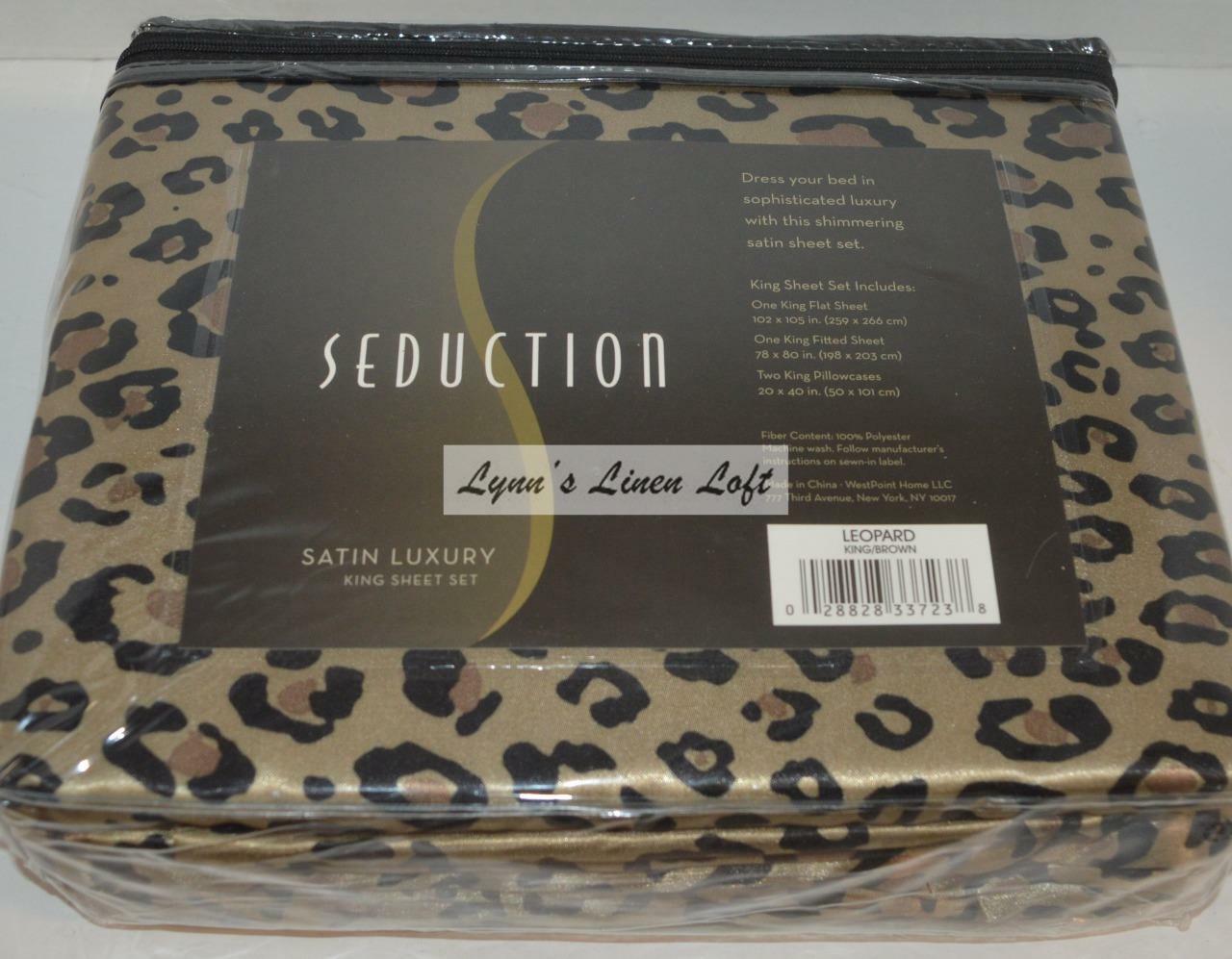 Seduction Satin LEOPARD King Sheet Set Polyester Satin Luxury Animal ...