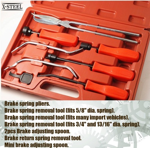 8pcs Brake Repairing Tool: Drum Brake Shoe Return Spring Removal Pliers ...