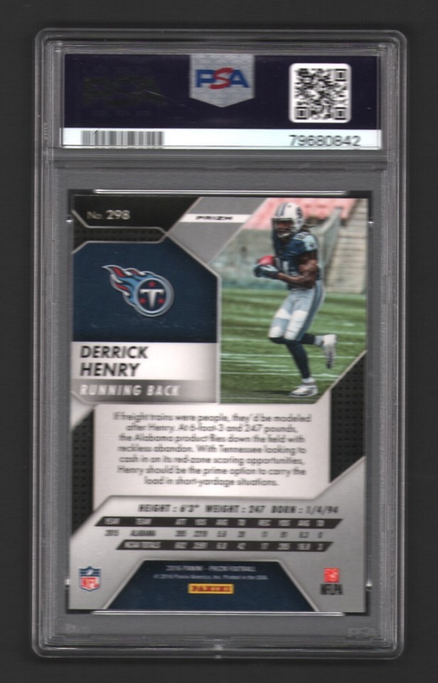 Derrick Henry Titans 2016 Panini Prizm #298 Rookie Card Rc PSA 10 Gem ...