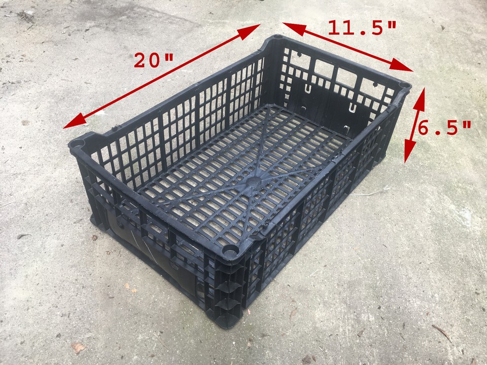 50 Black Plastic Stackable Stack on Crates Baskets Containers 20" x 11. ...