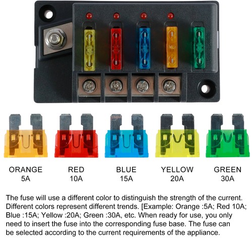 4/6 Way Fuse Block 12V Blade Fuse Box Holder with LED Indicator ...