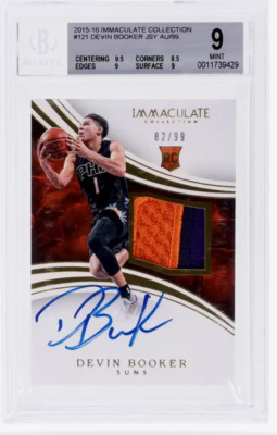 2015 Panini Immaculate Collection #121 Devin Booker Rookie Patch Auto ...